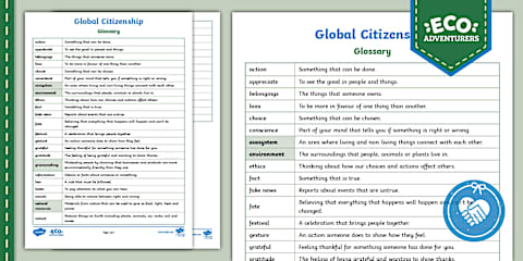 Year 4 Global Citizenship: Key Vocabulary Glossary