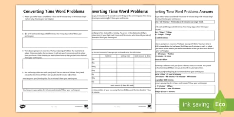 Year 6 Maths Time Problems Activity Sheet
