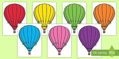 Hot Air Balloon Colours Display Cut-Outs