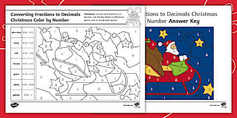 Simplifying Fractions Christmas Tree Color by Number for 3rd-5th Grade