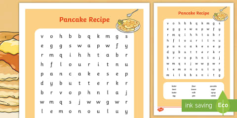 Pancake Day Word Search Puzzle