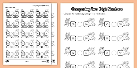 Comparing Ten Frames | Greater Than Less Than Equal To Worksheets for K ...