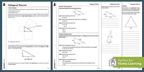 Pythagoras' Theorem Problem Solving Worksheets