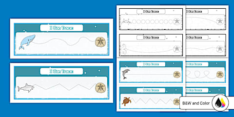 Ocean Animals Read, Trace, Write, and Draw Worksheet