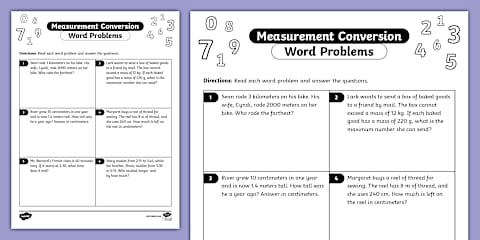 Volume (Metric) Word Problems Worksheet