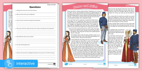 Reading Comprehension Activity - Romeo & Juliet (Prologue)