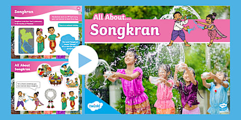 การ์ดระบายสีวันสงกรานต์ 2568 แบบพับได้ - Songkran 2025 Colouring Card