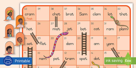 Grade 1 Phonics: ch- and sh- Snakes and Ladders