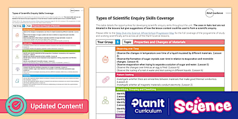 Science: Properties and Changes of Materials Year 5 CPD Sheet