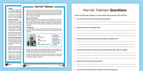 Harriet Tubman Fact File - Twinkl - KS2