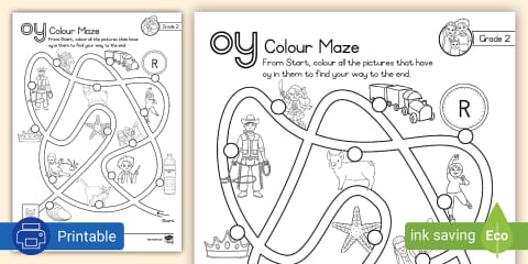'oy' Sound Loaded Colouring Page
