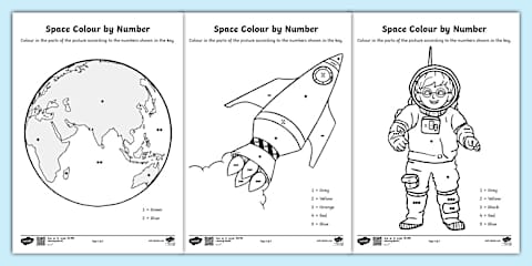 Space Rocket Colour by Number