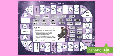Telling the Time Board Game O'clock, Half Past, Quarter To and Past