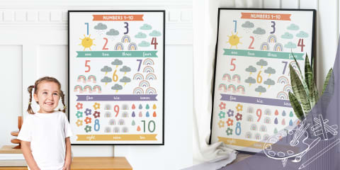 2D Shapes Pastel Colours Poster