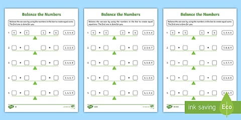 Missing Number Problems Worksheet