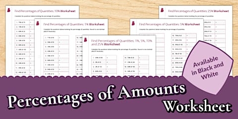 Australia Finding Percentage of Amounts Worksheets