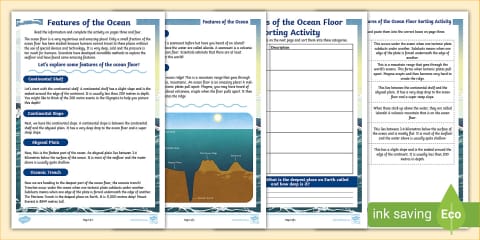 Fourth Grade Label the Ocean Floor Worksheet