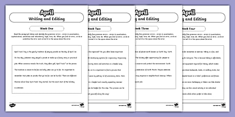 Sixth Grade November Paragraph of the Week Writing and Editing Practice