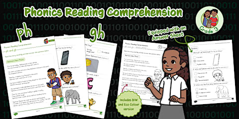 Grade 3 Phonics - Term 2 - ph and gh sound - Reading Card (CAPS Aligned)