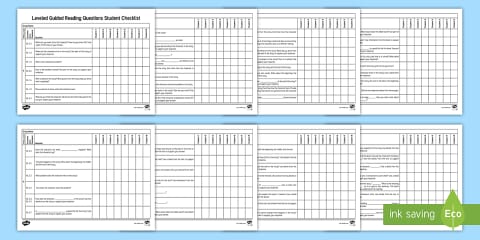 Guided Reading Checklist for Teachers