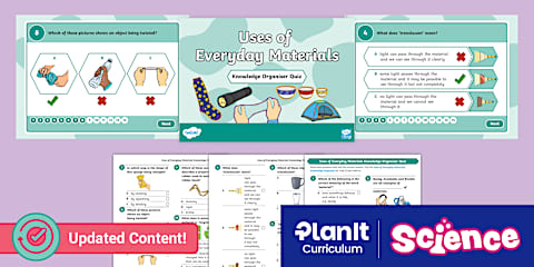 Year 2 Suitability of Materials Multiple Choice Quiz Game