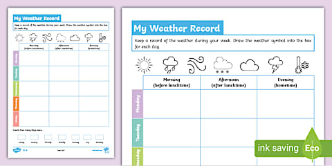 Weekly Weather Recording Chart