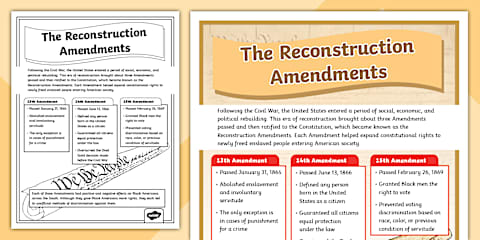 Reconstruction Era Amendments Primary Source Stations Worksheet for 6th ...