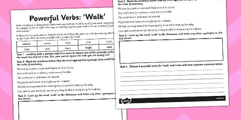 Powerful Verb Worksheet 'Look'