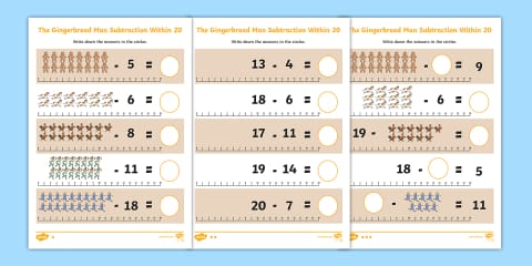 Rainforest-Themed Subtraction within 20 Worksheet