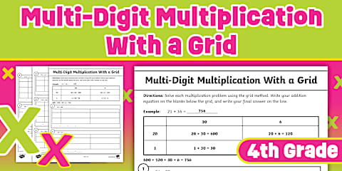 Fourth Grade 2-Digit by 2-Digit Multiplication Summer Worksheet
