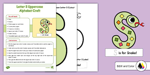 Letter 's' Craft - 's' is for 'slippery snake'