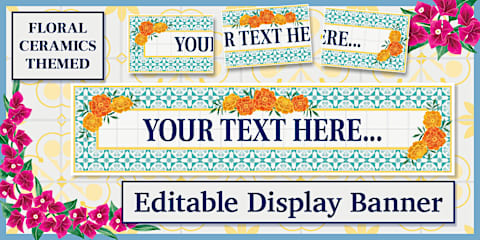 Floral Ceramic Themed Editable Display Banner
