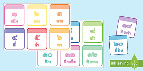 Thai Numerals 0-20 flashcards with English Pronunciation - แฟลชการ์ด ...