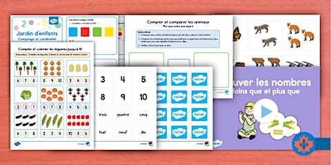 Comparing Numbers : More Than, Less Than Activity Pack B French