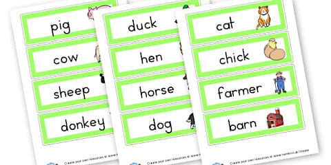 Twinkl Symbols: On the Farm Vocabulary Flashcards