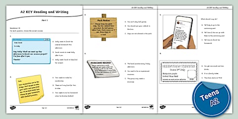 A2 Key (KET) - Reading and Writing Part 1 - Practice Sheet (Events)