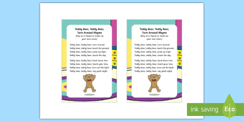 Teddy Plays on the Swing Nursery Rhyme Poster