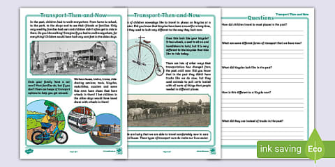 Year 2 HASS History Technology Then and Now Lesson 5 Transport