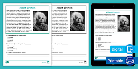 Albert Einstein Word Search for 3rd-5th Grade