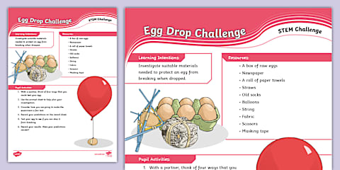 Egg Drop Science Experiment and Prompt Card Pack