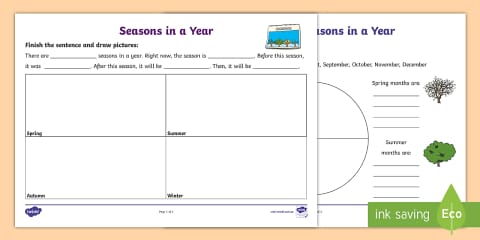 Position of the Earth - Seasons Worksheet