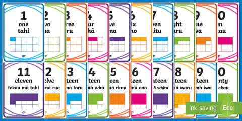Te Reo Māori Number Cards 1-20