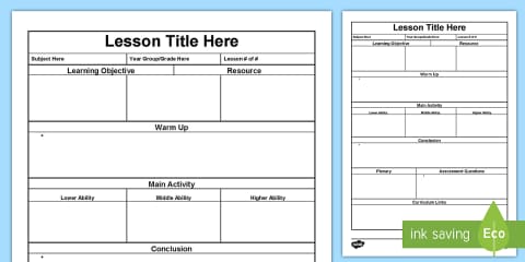 Planning Template with Explicit Teaching Examples