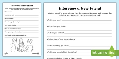 Interview a Classmate Activity