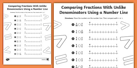 Comparing Fractions on a Number Line Differentiated Worksheet for 3rd ...