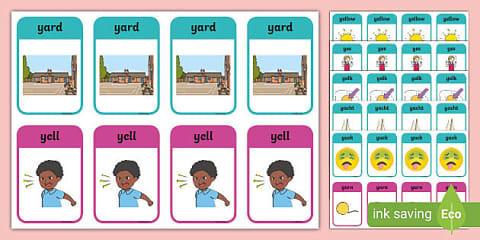 Initial y Sound Word Cards