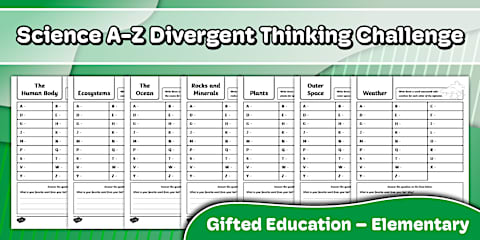 Sports and Athletics A-Z Divergent Thinking Challenge Tasks for Gifted ...