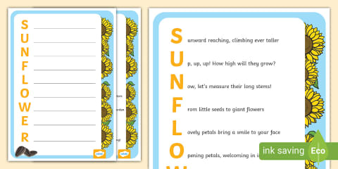 Sunflower Poem Writing Template