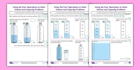 Compare Capacity and Volume Differentiated Maths Activity Sheets