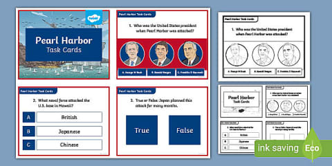 Pearl Harbor Facts Study Handout for 3rd-5th Grade